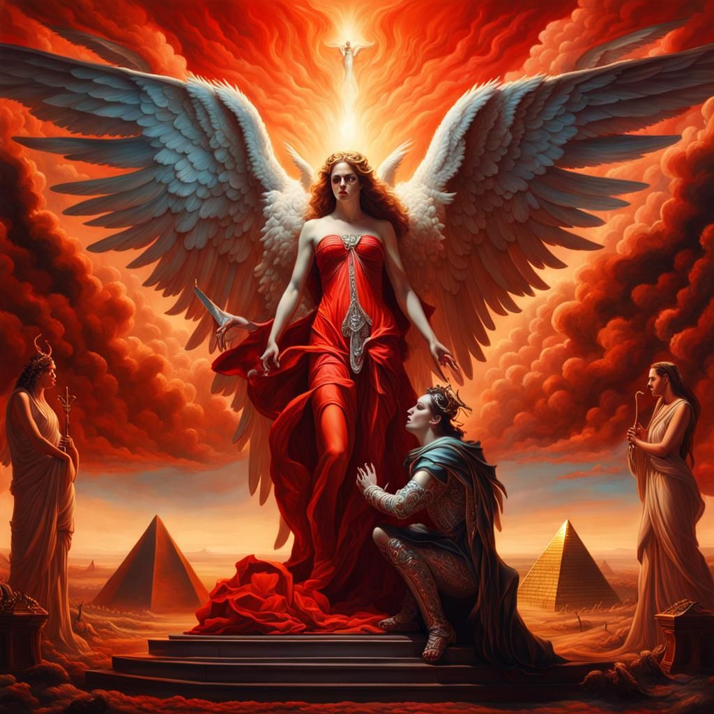 Surreal Hyper-realistic digital painting, depicting an angel with ...