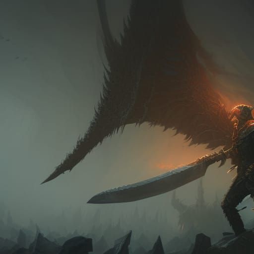 Evil-looking jagged rune etched long sword. - AI Generated Artwork ...