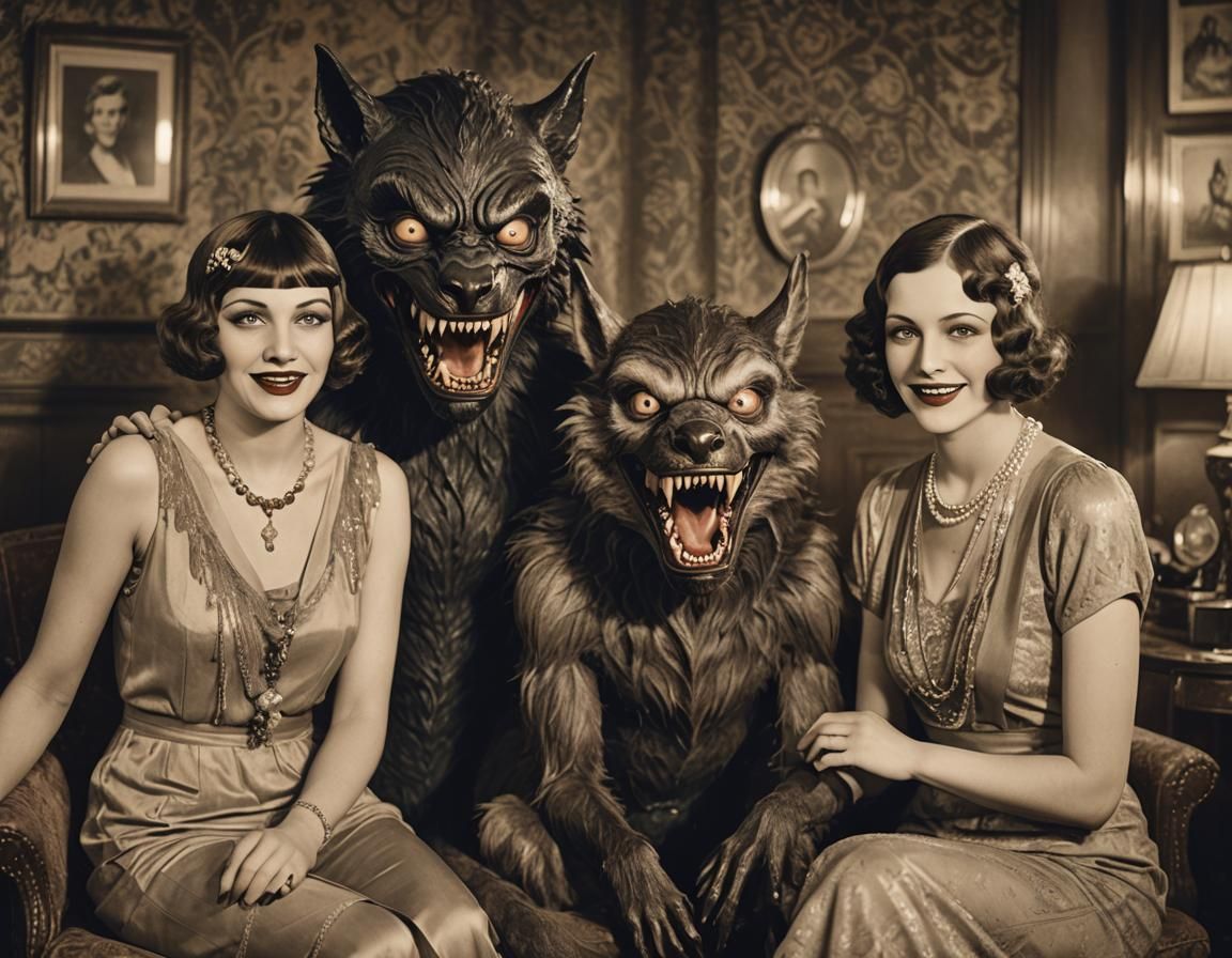Magic 1920s women with werewolf friends - AI Generated Artwork ...