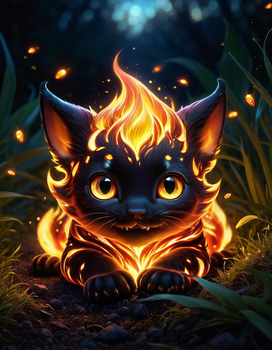 Fire Elemental Cat - AI Generated Artwork - NightCafe Creator