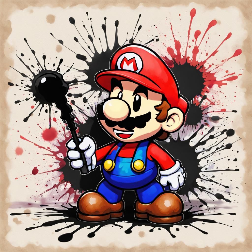 Ink Splatter Paper Mario - AI Generated Artwork - NightCafe Creator