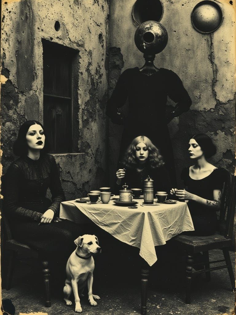 Tea party - Clown Tea Party in German Expressionist Style