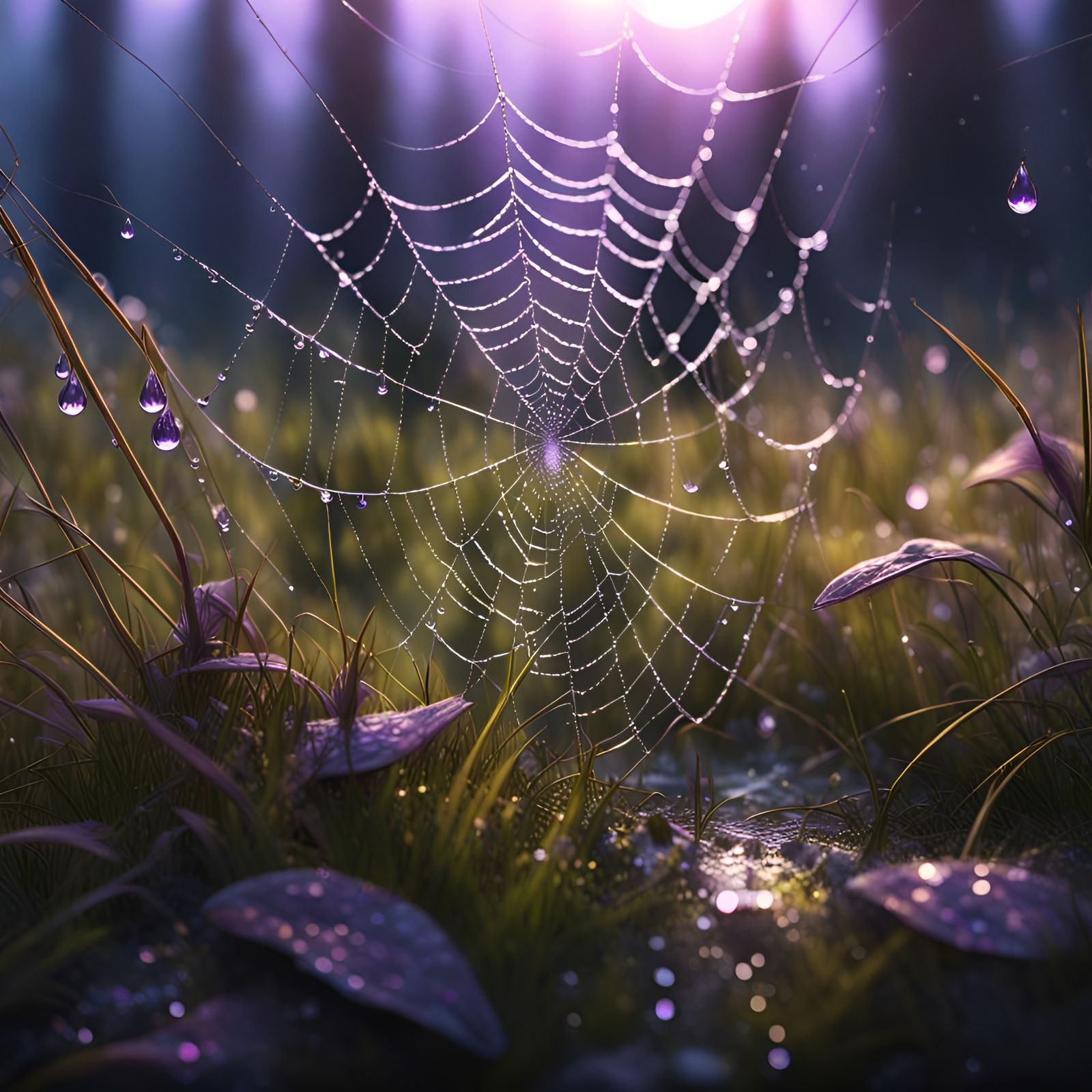 Dew on Spiderweb - AI Generated Artwork - NightCafe Creator