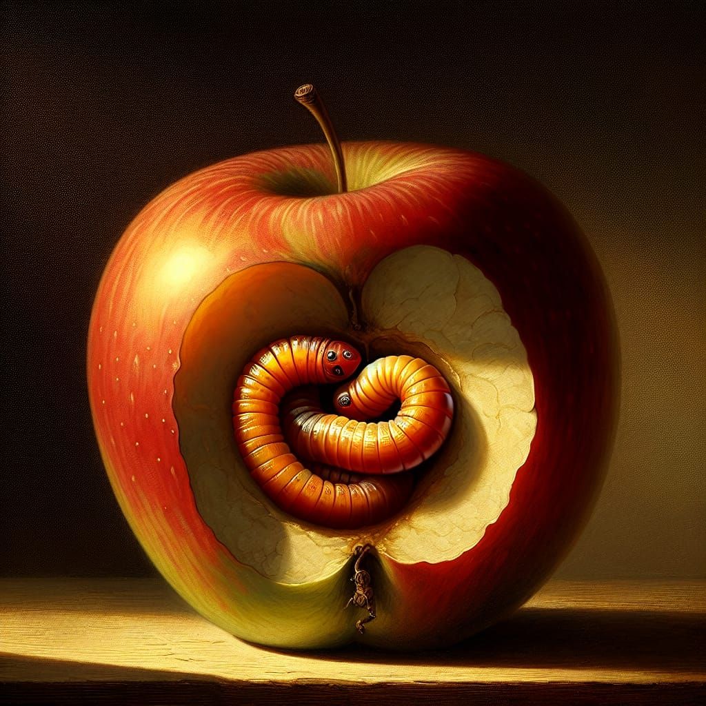 Le ver est dans la pomme... - AI Generated Artwork - NightCafe Creator