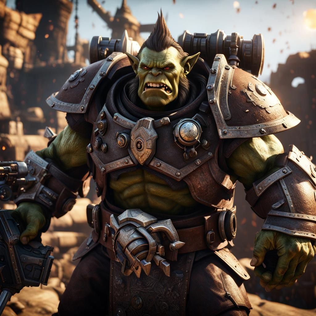 war ork : Muscular : the sun is bright : HDR : beautifully shot ...