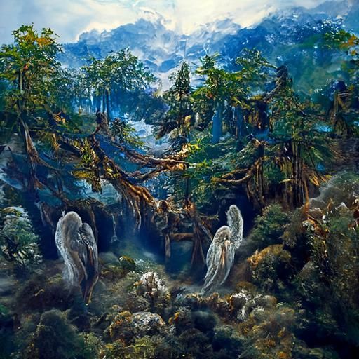 Heavens angelic forest by Leonardo da Vinci and Ferdinand Knab 8K 3D ...