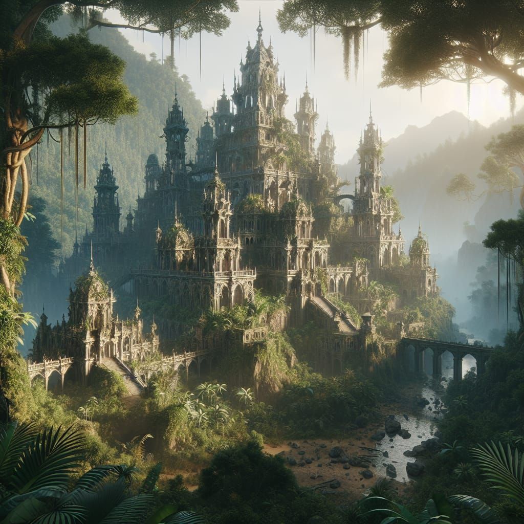 Castle in the jungle - AI Generated Artwork - NightCafe Creator