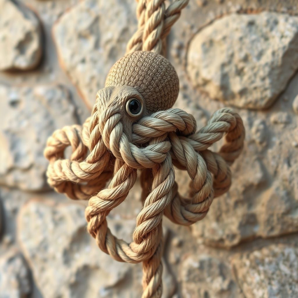 Knot Octopus - Octopus Knot Maritime Artistry in Textured Ro...