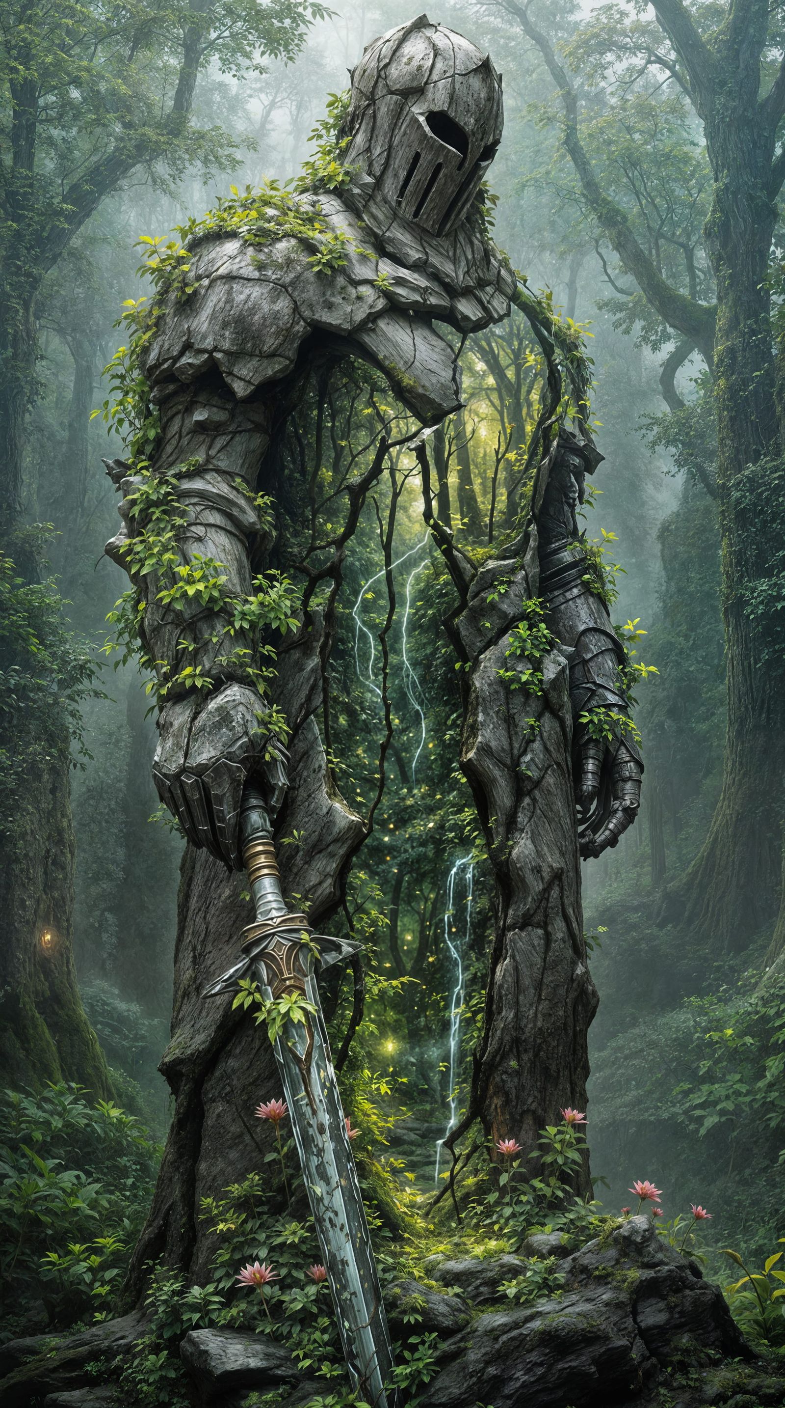 Stone Knight's Verdant Core - Ancient Stone Knight Guardians...