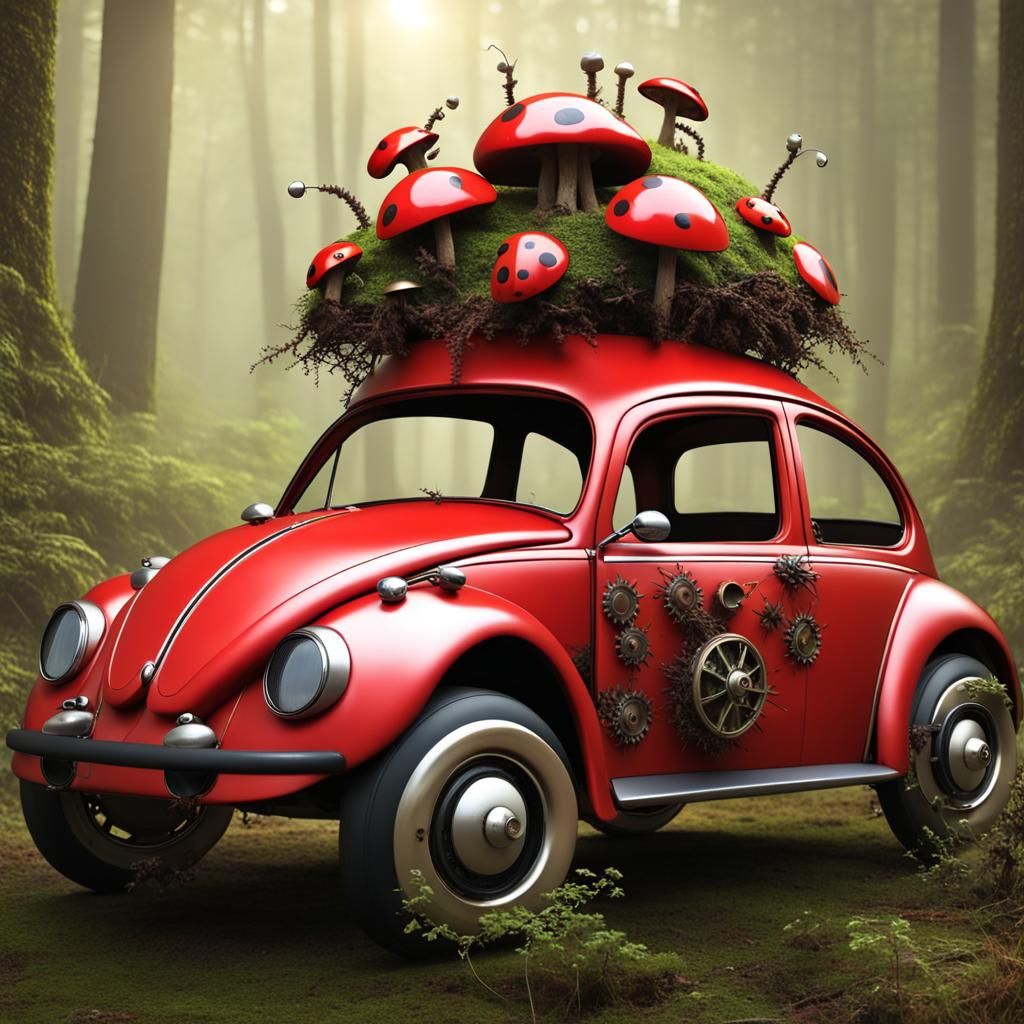 Ladybug Beetle Car Steampunk Marvel - AI Art