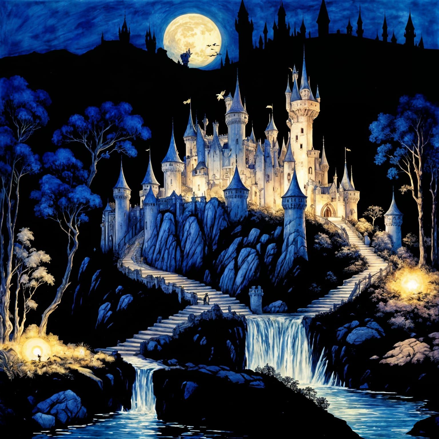 Fantasy fairy castle by arthur rackham