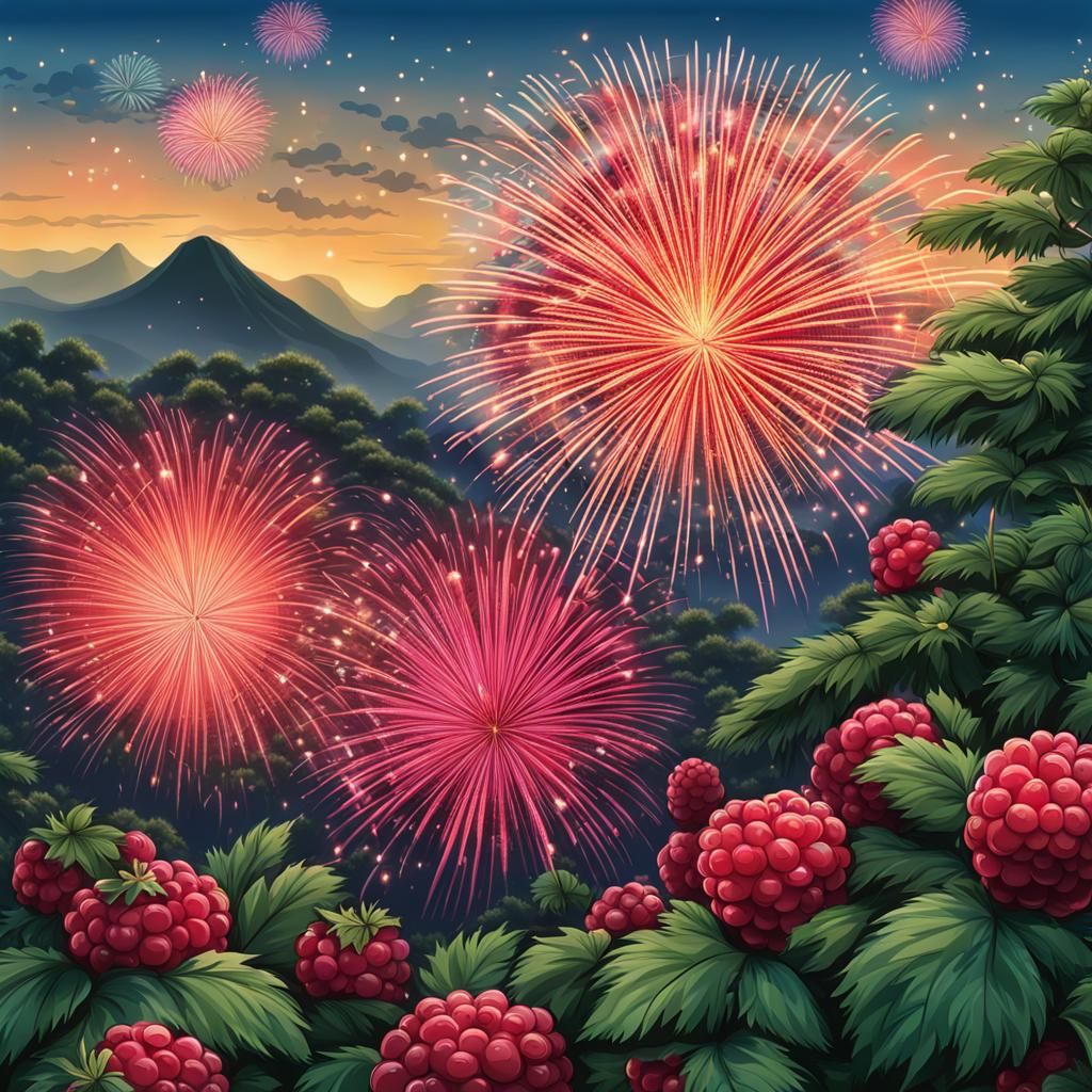 Fireworks with raspberry - AI Generated Artwork - NightCafe Creator