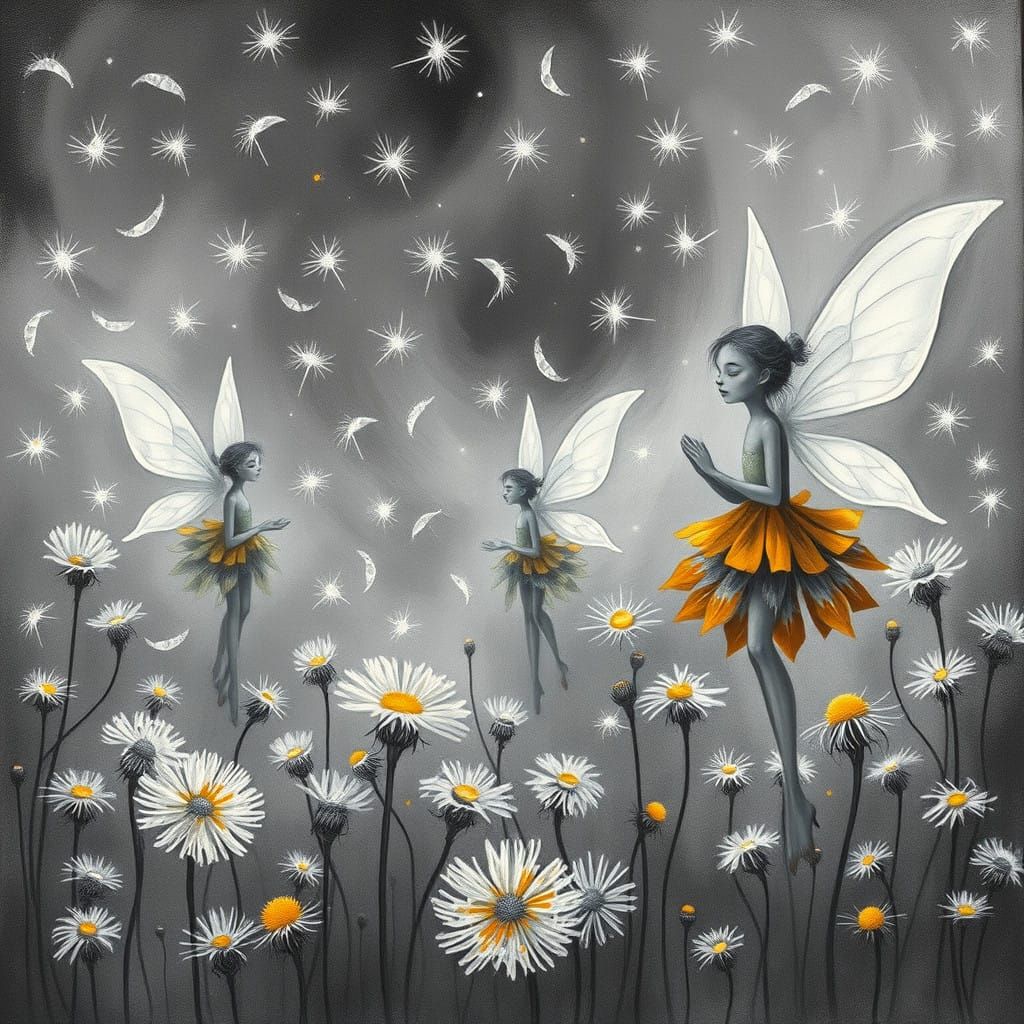 Winged fairies in a Million Dandelion dreamscape, making wishes ...
