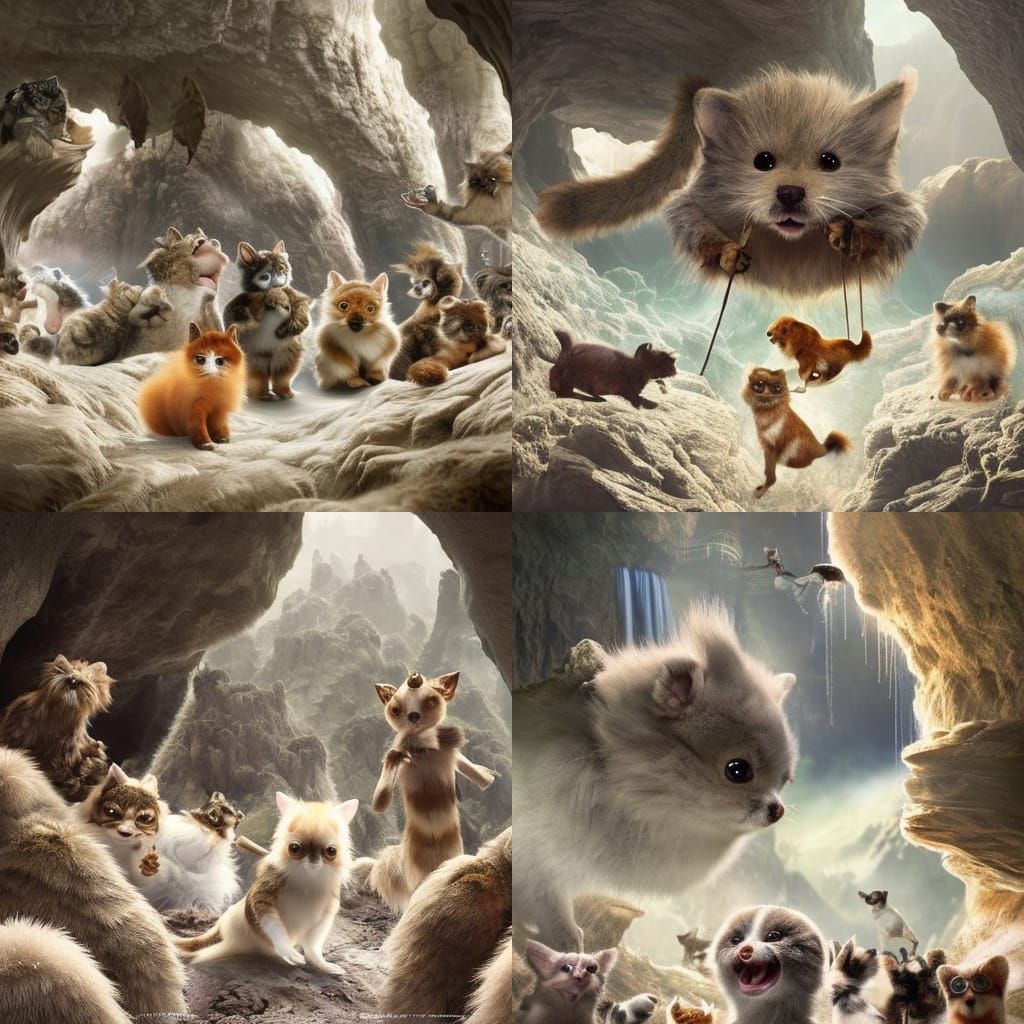 Several Species of Small Furry Animals Gathered Together in a Cave and ...