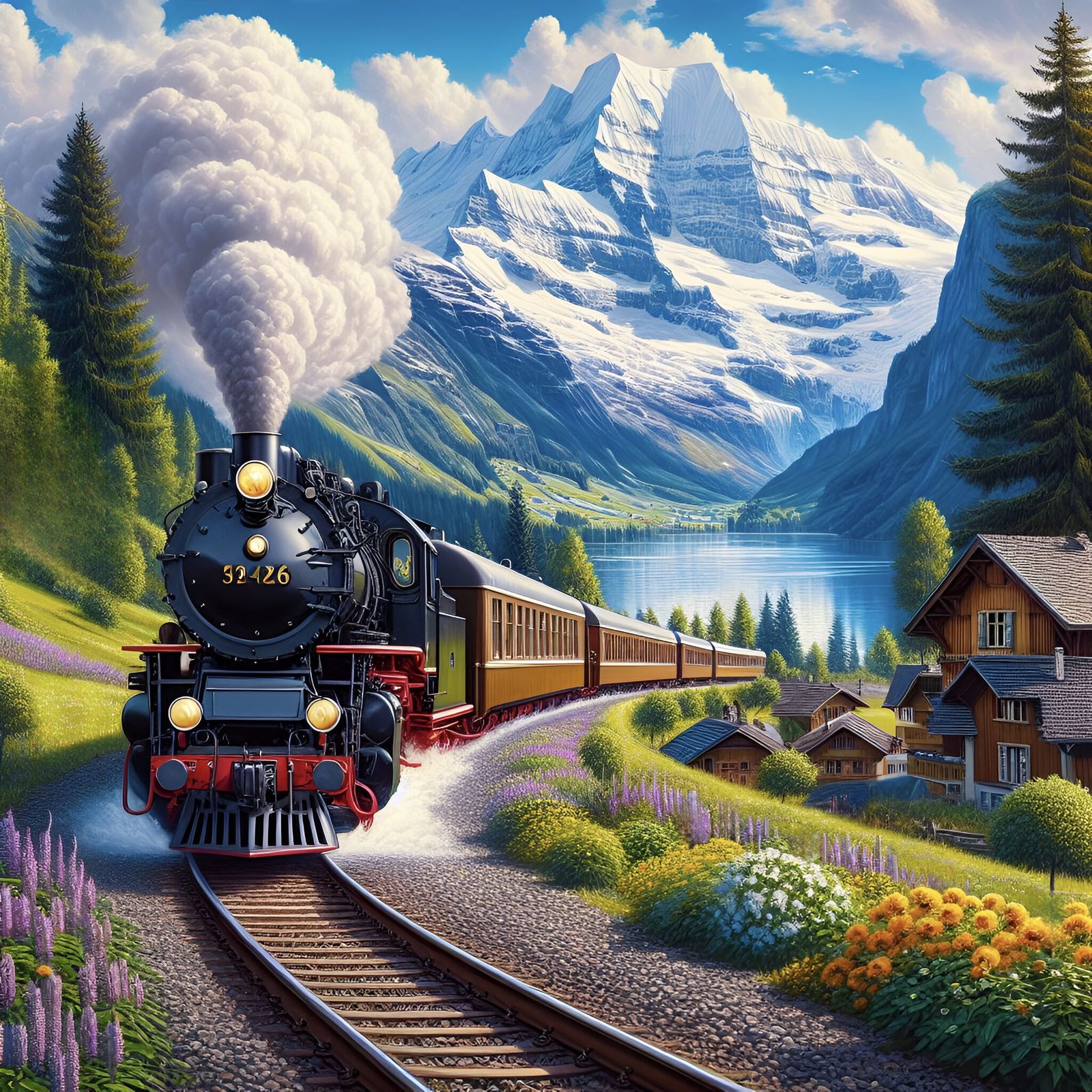 Swiss Steam Train 1 - AI Generated Artwork - NightCafe Creator