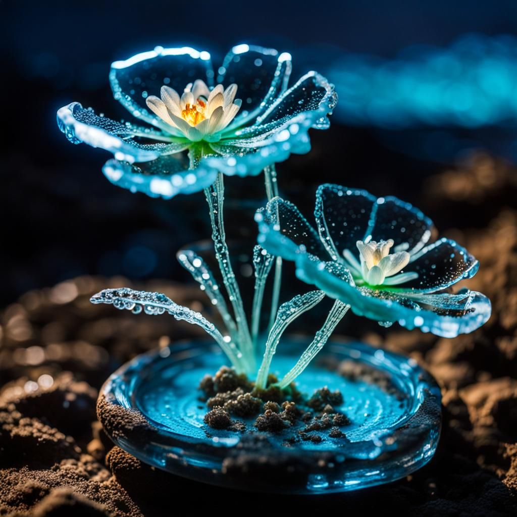 Transparent Glass Flowers - AI Generated Artwork - NightCafe Creator