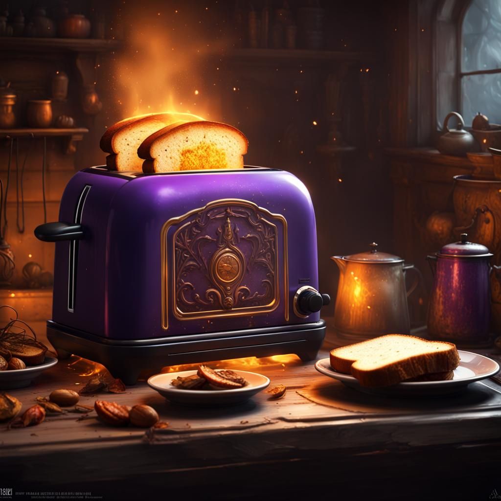 detailed spooky toaster, steam, burned toast, roaches, a masterpiece ...