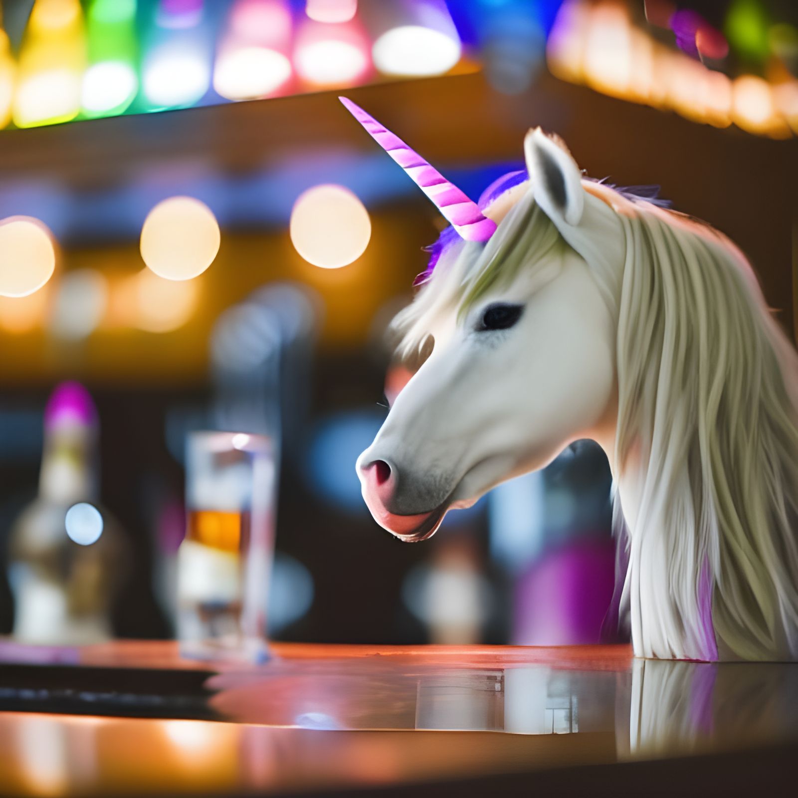 unicorn drinking at a bar counter - AI Generated Artwork - NightCafe ...