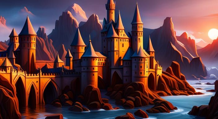 wizard's castle, spires, domes, arches, detailed matte painting, deep ...