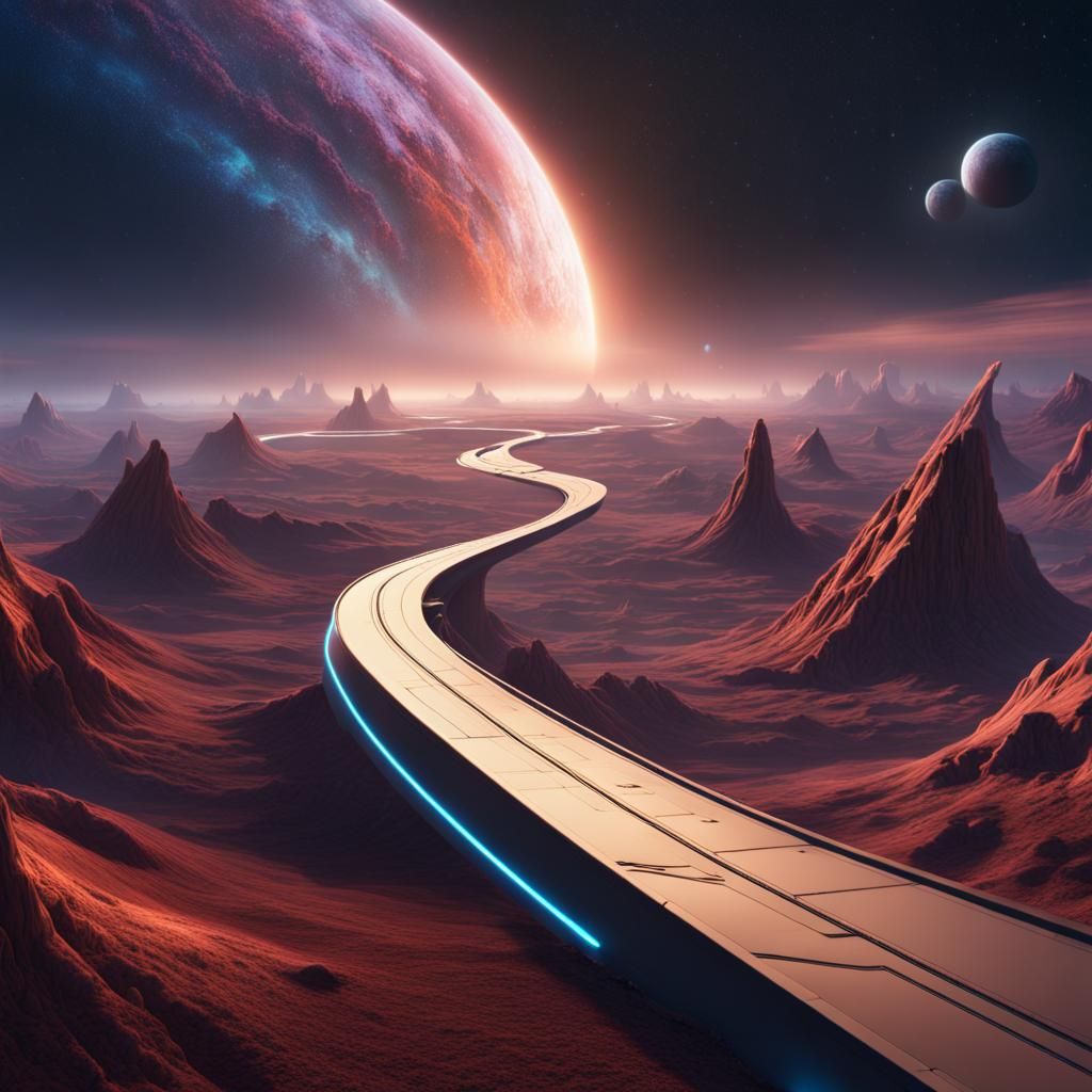 A long and winding road that floats in the vastness of space - AI Generated Artwork - NightCafe ...