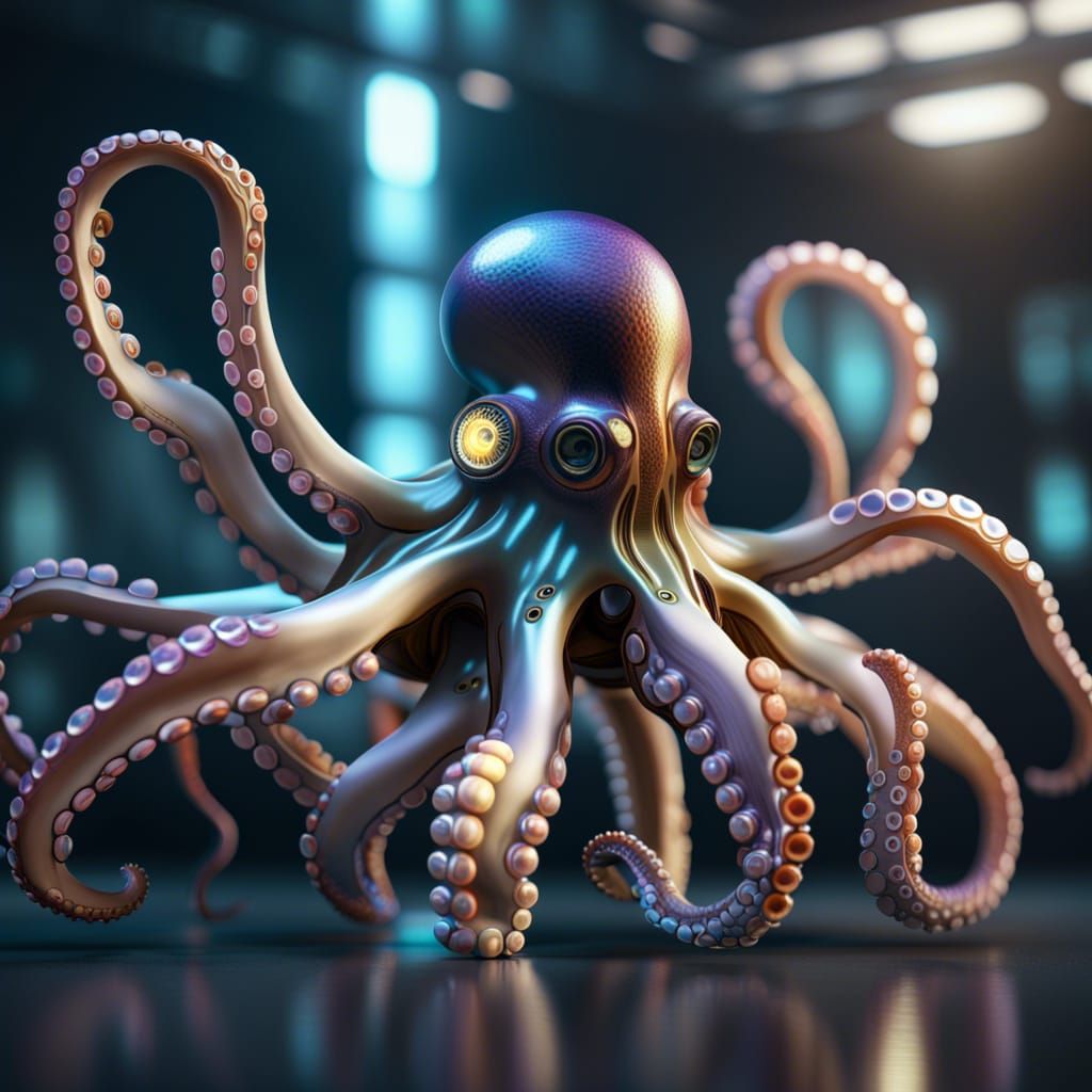 Biomechanical Octopus - AI Generated Artwork - NightCafe Creator
