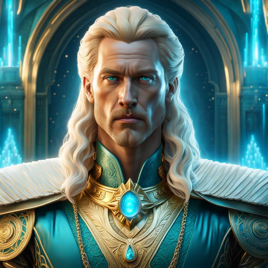 Portrait of the White Nordic King of Atlantis, Sonat, in joy happiness ...