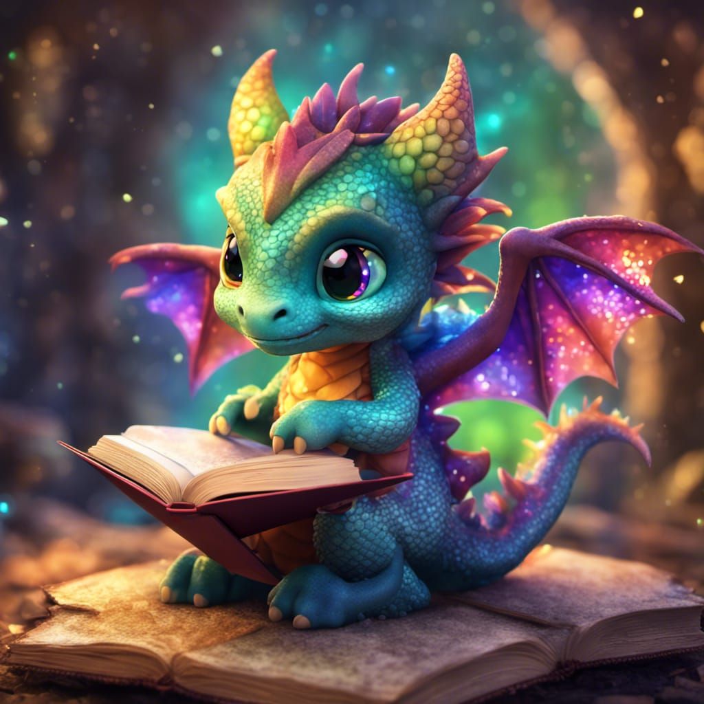 Aercus, Cute and Adorable Rainbow Dragon - AI Generated Artwork ...