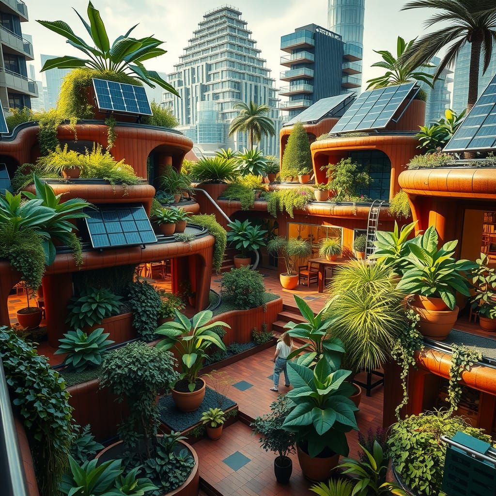 Solarpunk rooftop garden - Solarpunk rooftop garden