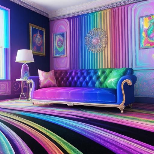 Beautiful rainbow living room with rainbow walls and rainbow sofa and ...
