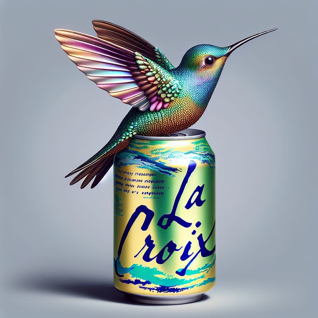 a hybrid between a Lacroix can and a humming bird - AI Generated ...