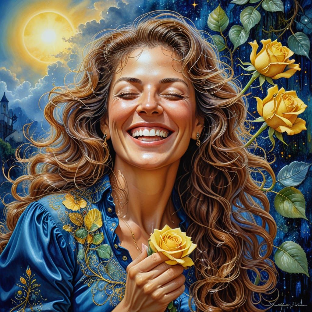 The Lady - Surreal Ultra-Realistic Portrait of a Laughing Wo...