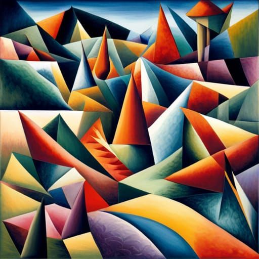 garden filled with giant, colorful insects, in the style of Pablo ...