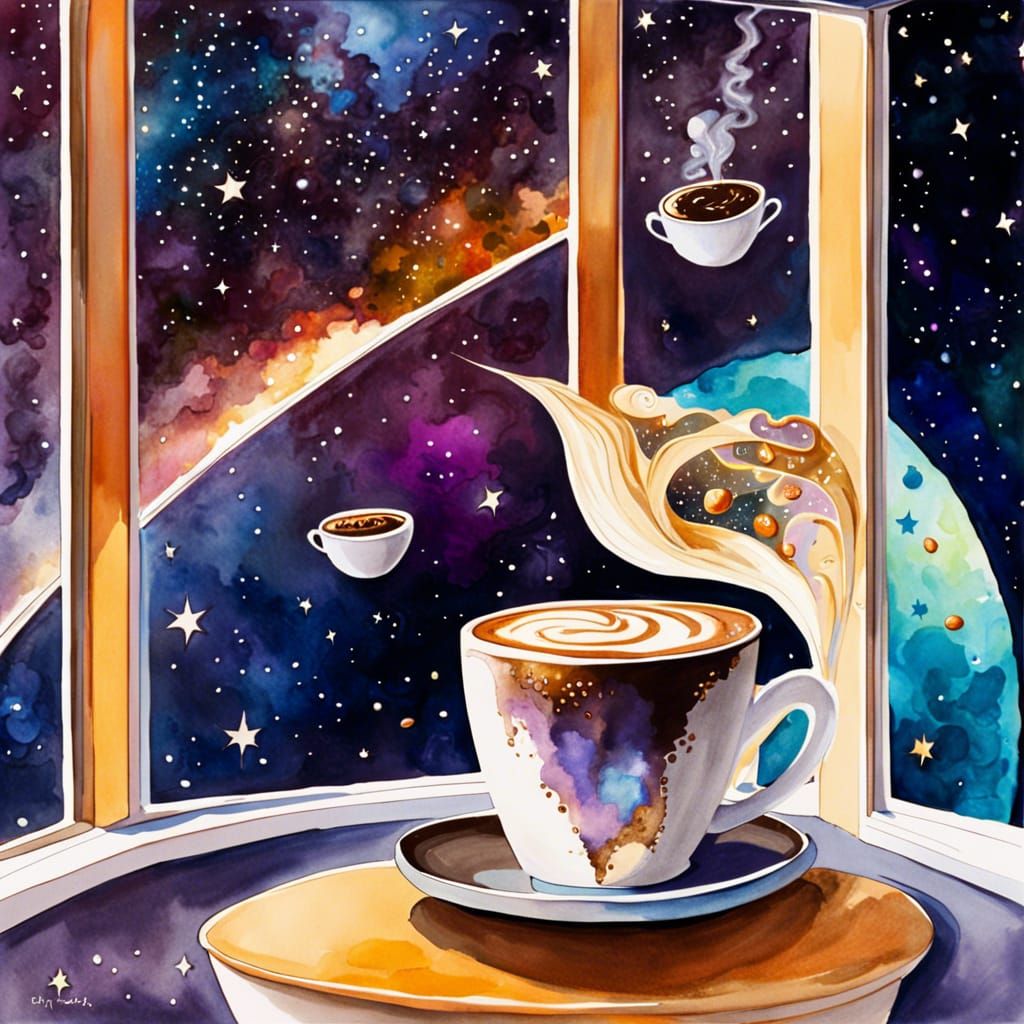 Coffee Shop in Space 18 - AI Generated Artwork - NightCafe Creator