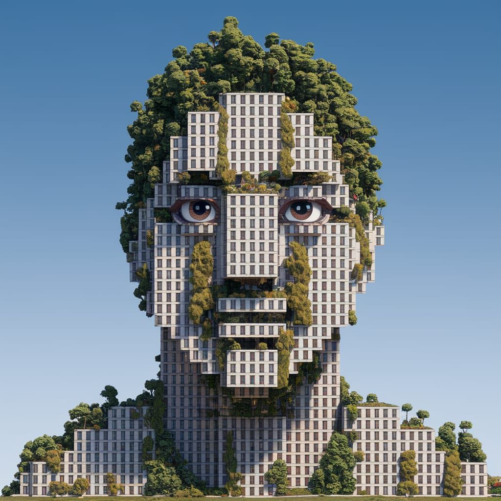 Pareidolic Portrait of Buildings - AI Art
