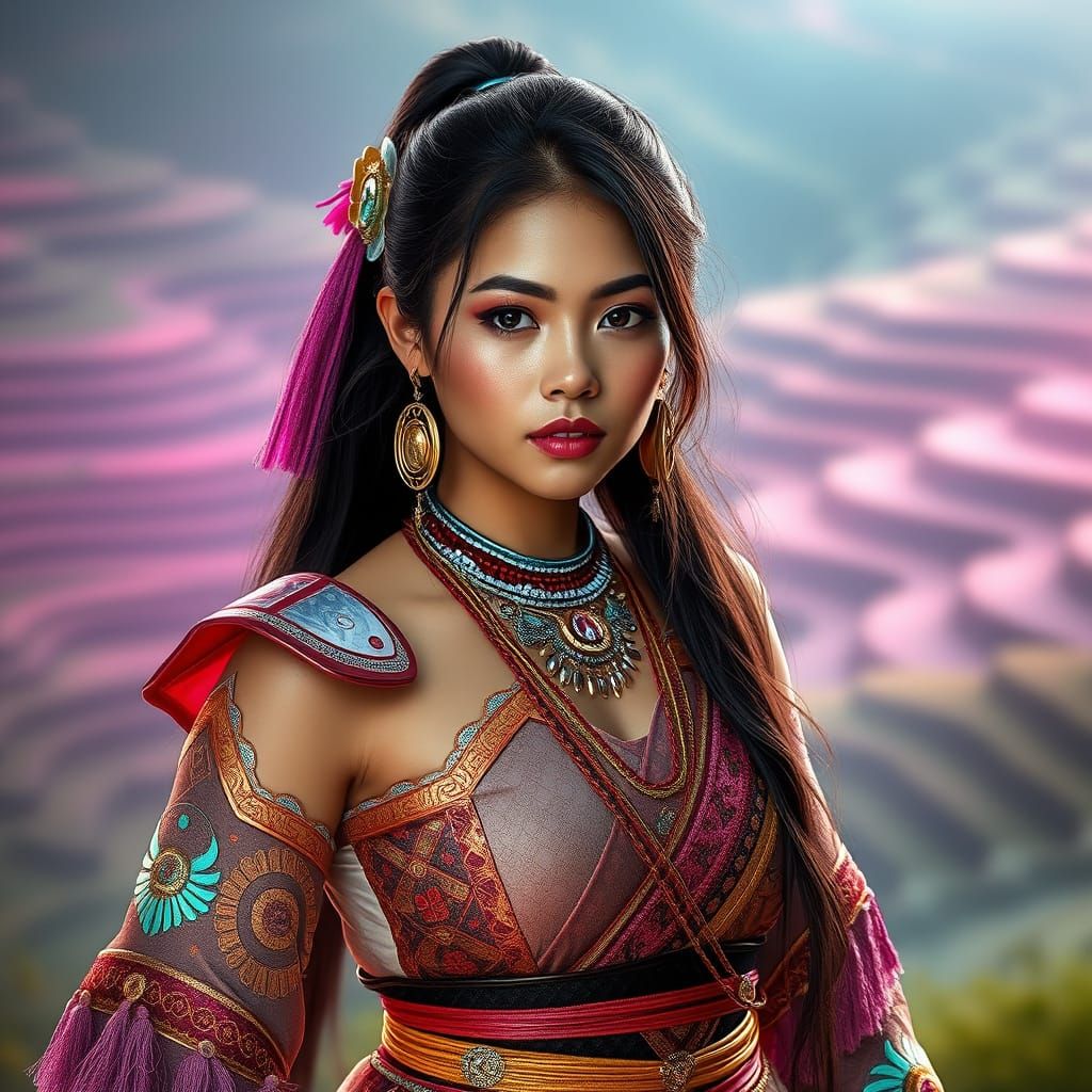Cyberpunk Filipina Warrior in Modern Igorot Attire - AI Art