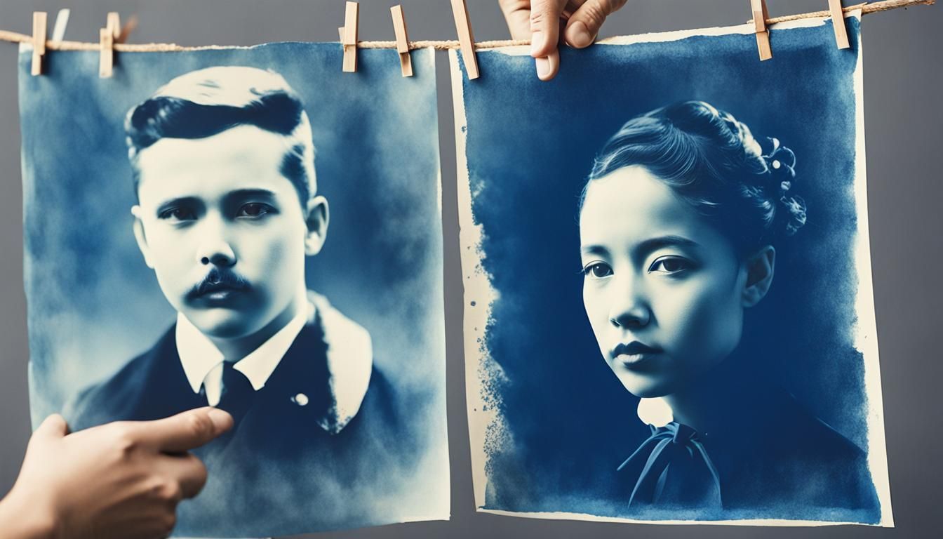Cyanotype printing portrait art, Graphic Design, poster, fine art - AI ...