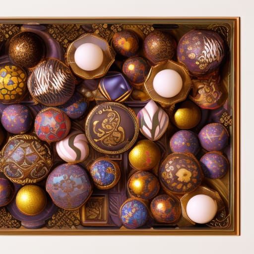 a fancy, elaborately carved and decorated box full of bonbons - AI ...