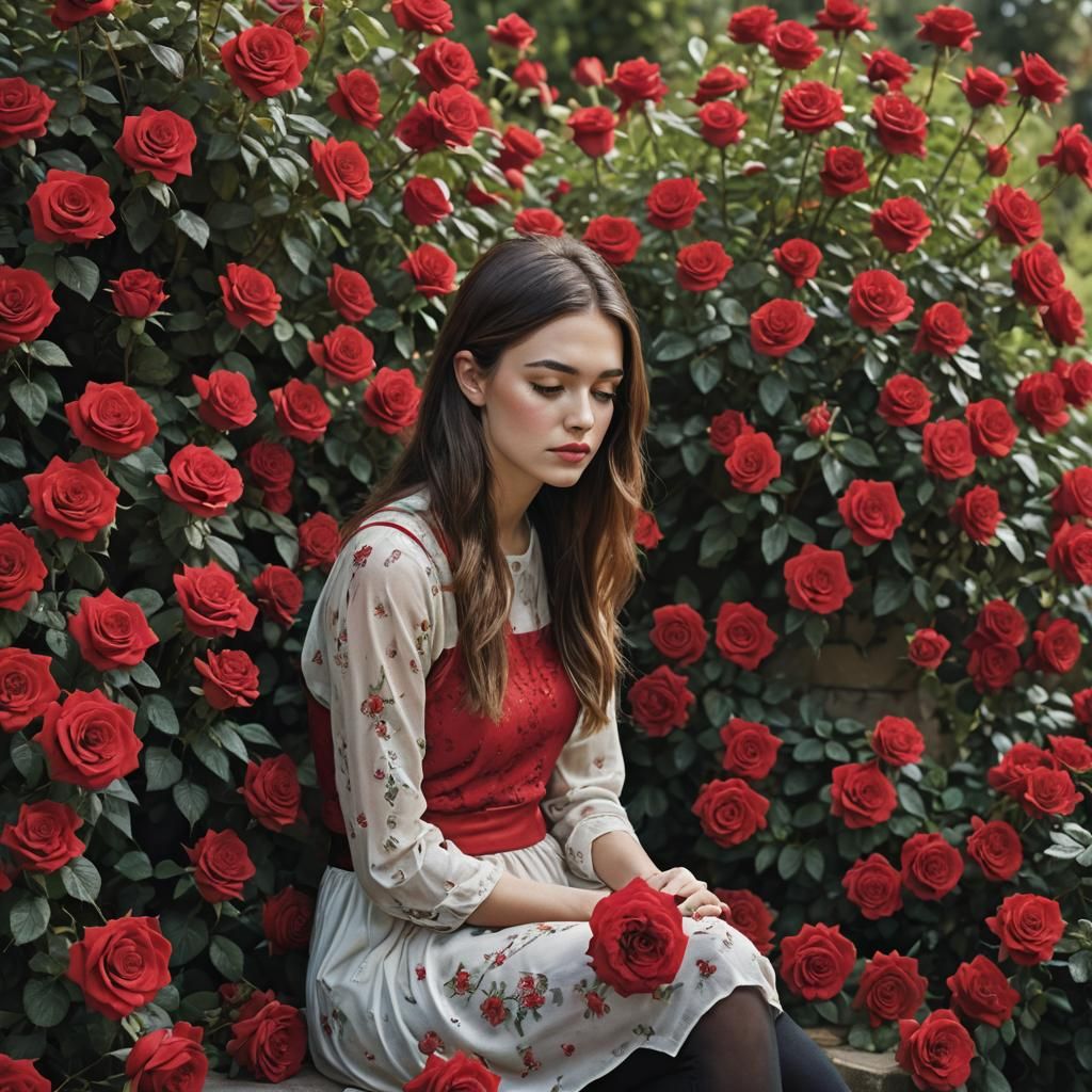 Lady in a garden of roses - AI Generated Artwork - NightCafe Creator