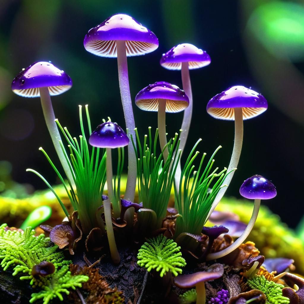 Amethyst Deceiver mushrooms (Laccaria amethystina) - AI Generated ...
