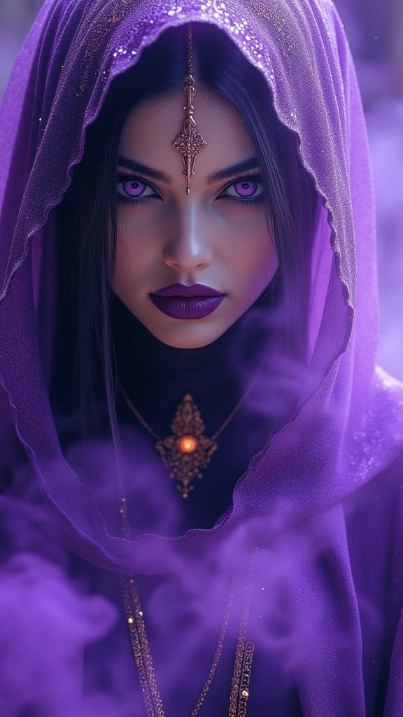 Violet Priestess - Mystical Priestess in Ethereal Violet Hue...