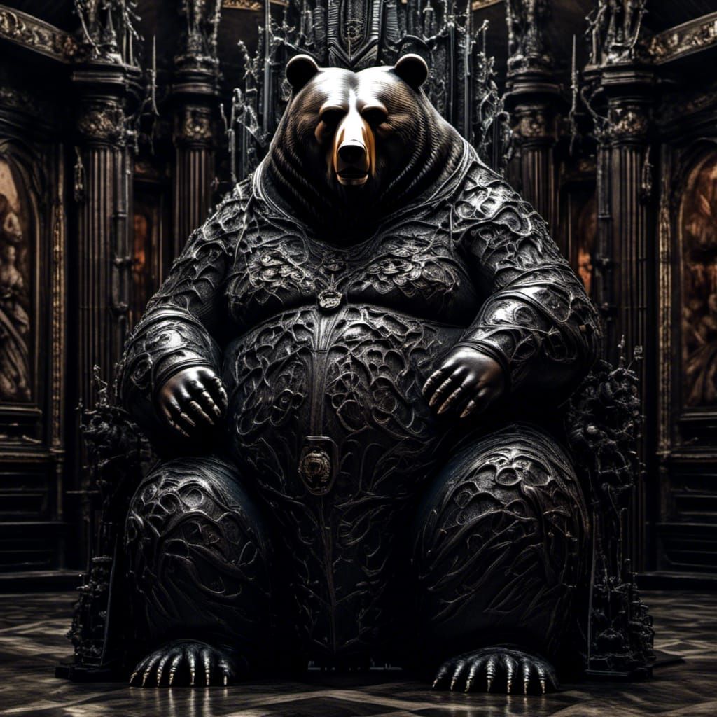 Portrait Towering Obese Gothic Pope Bear, Dark Magic Ceremonial ...
