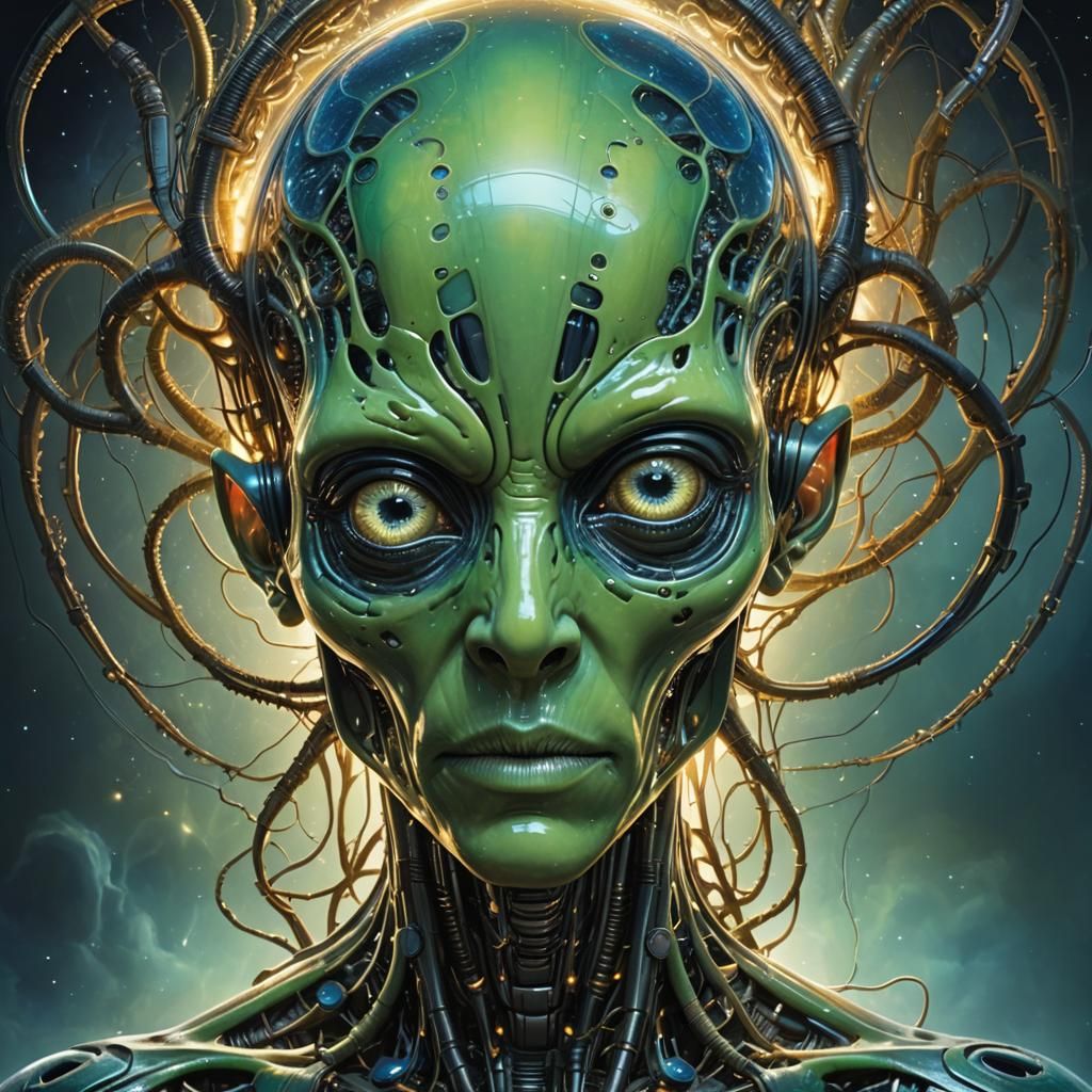 this alien face is a Jacket with a partially open Zipper merging into ...