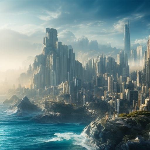 City By The Sea - AI Generated Artwork - NightCafe Creator