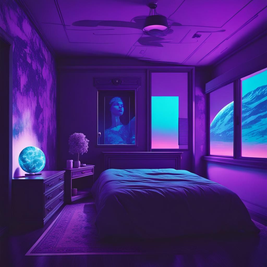 Vaporwave Space Bedroom - AI Generated Artwork - NightCafe Creator