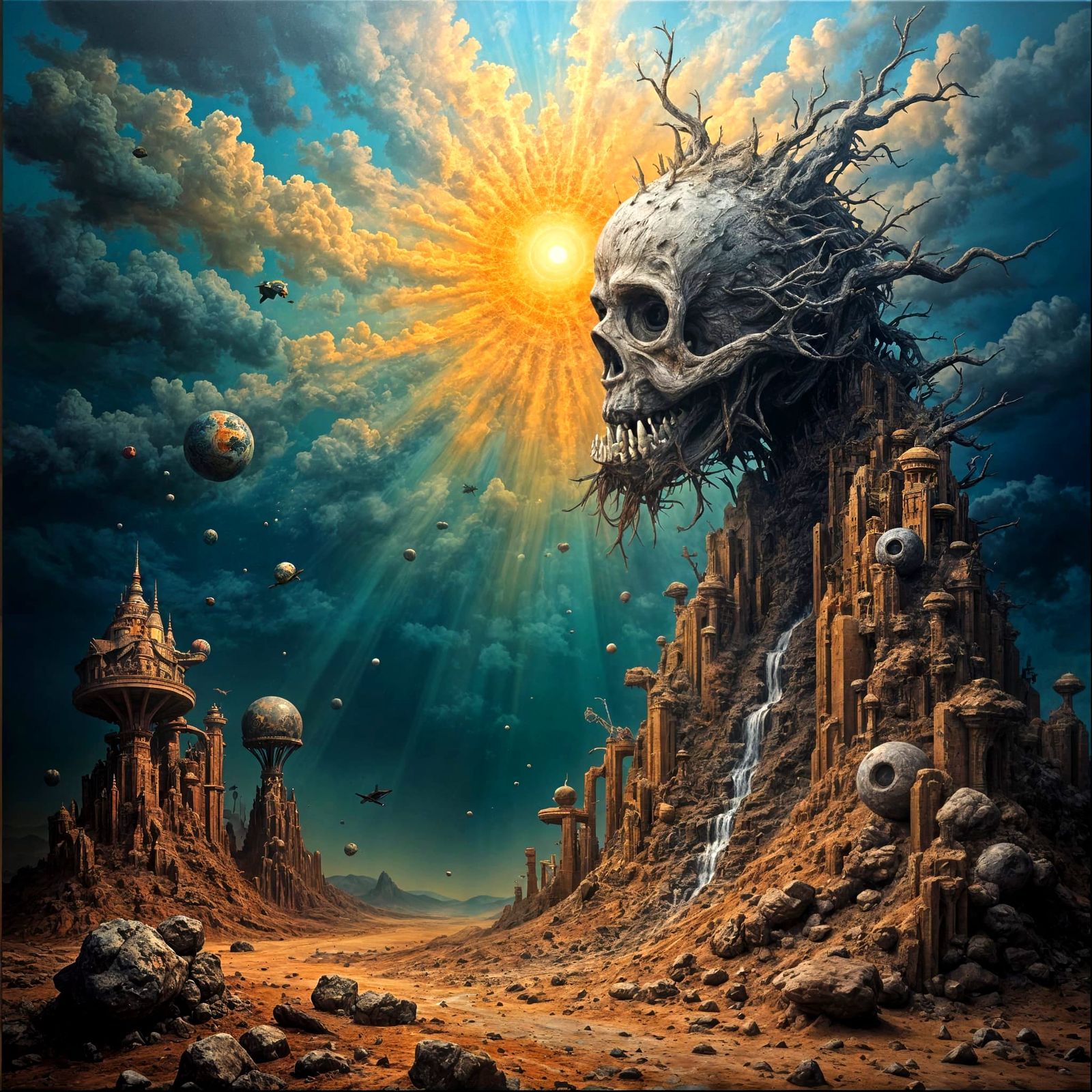 Skull Mountain - Ethereal Skull Mountain Scene Unfolds in Hy...