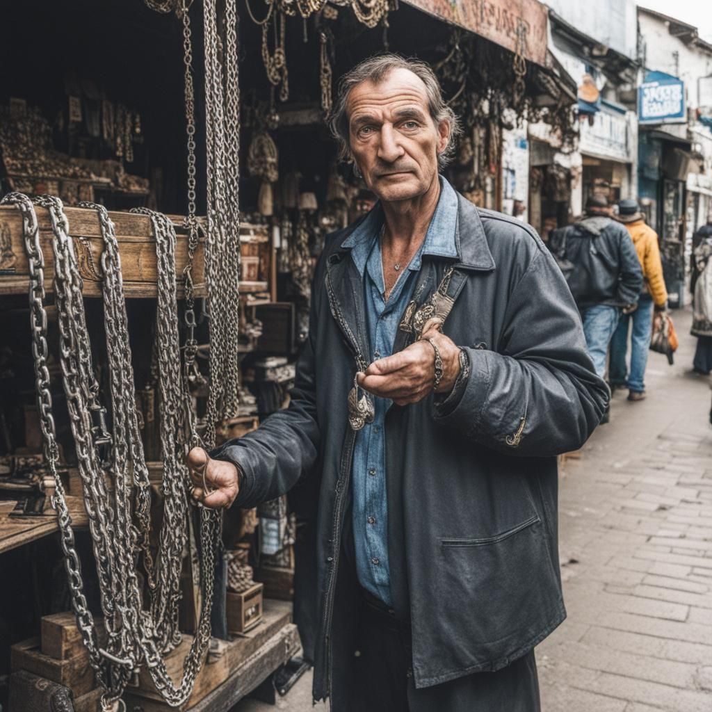 Man in the gypsy Marketing buying chains - AI Generated Artwork ...