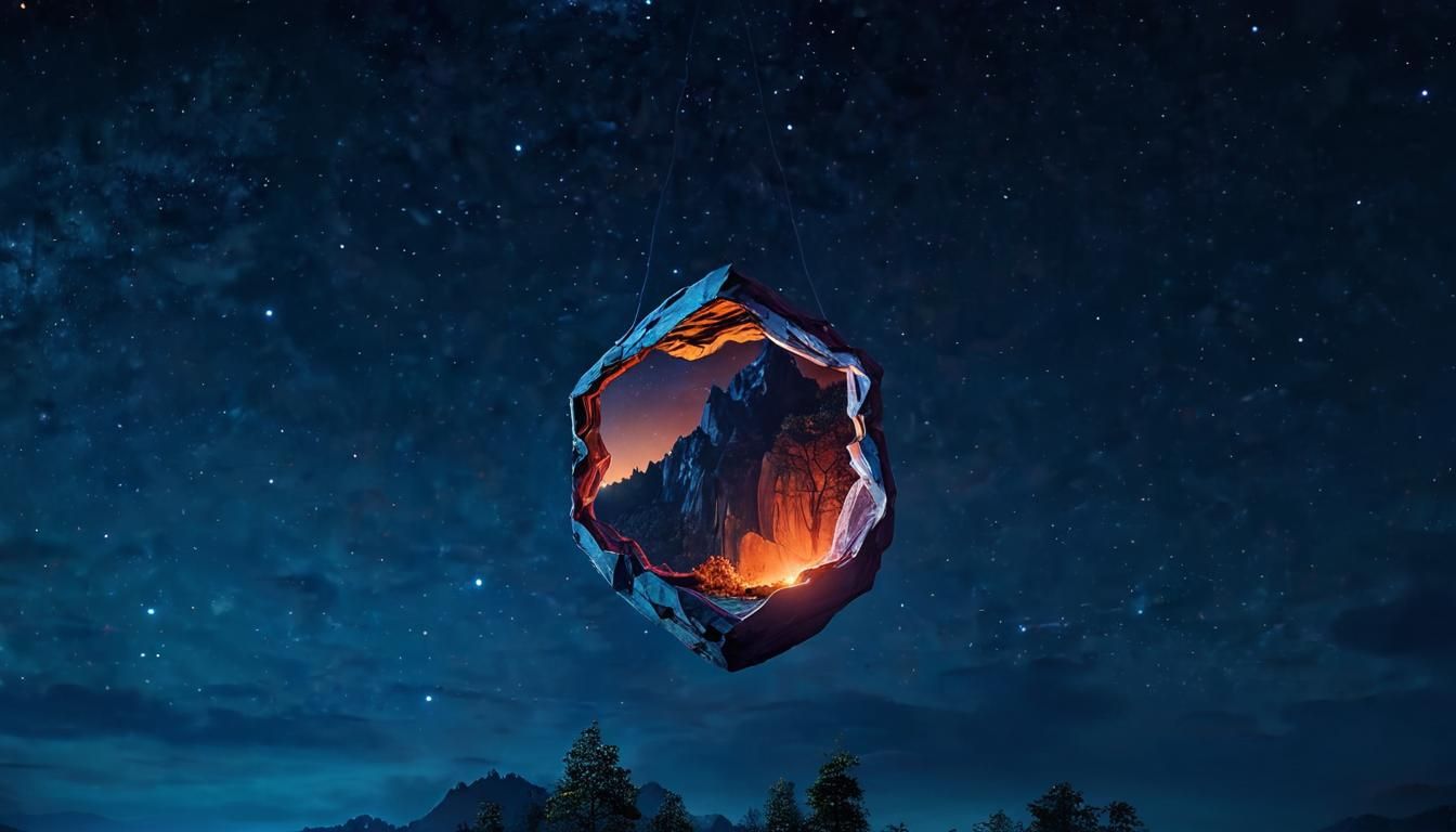 Inverted alternative reality and nature in a hollow shapes behind a ...