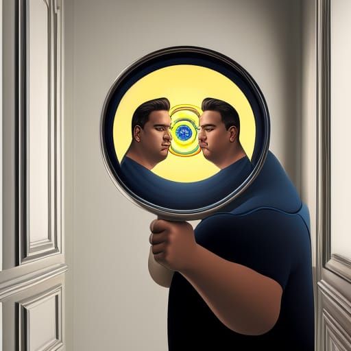 Fat Chad holds a mirror to another mirror to see infinity - AI ...