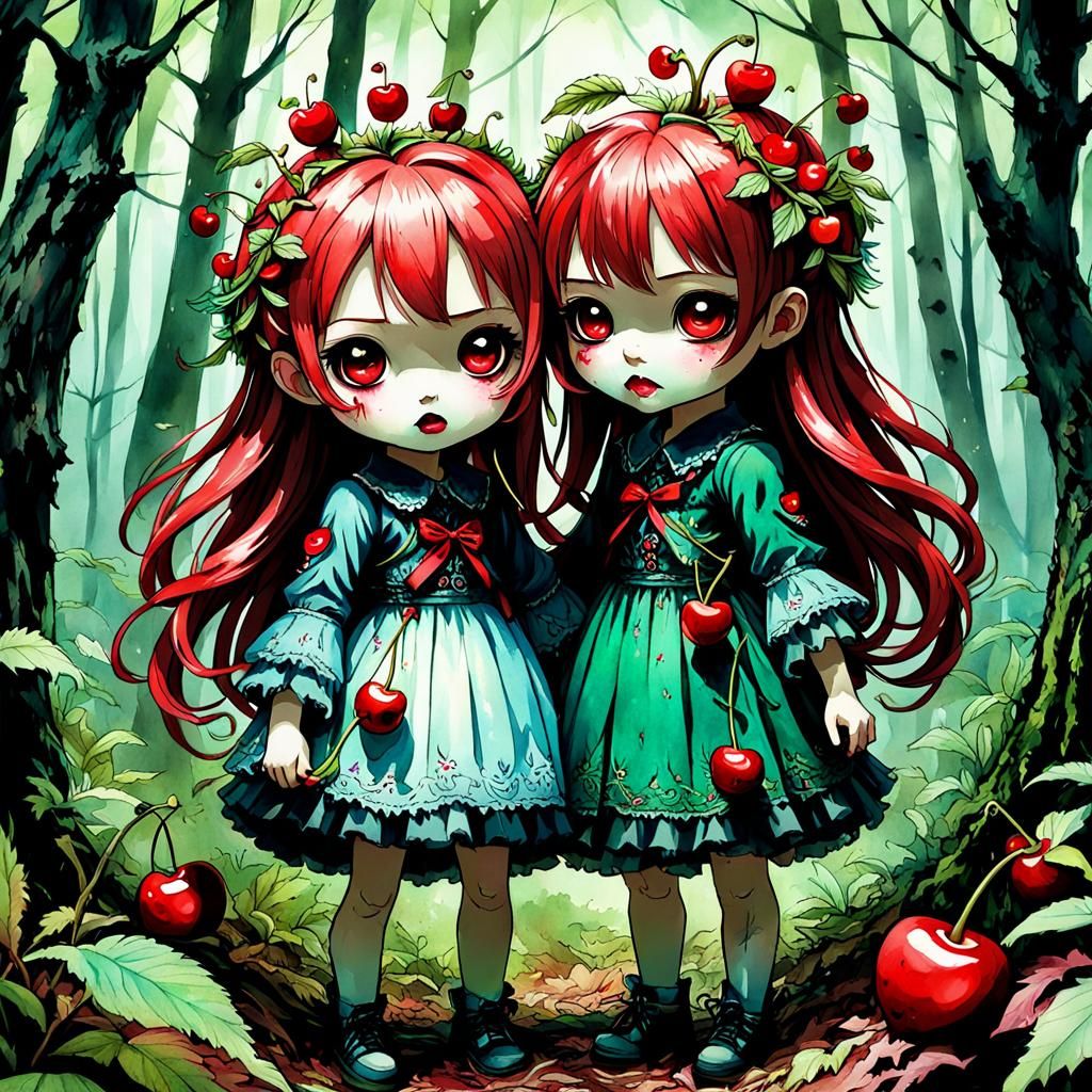 Cherry twins - AI Generated Artwork - NightCafe Creator