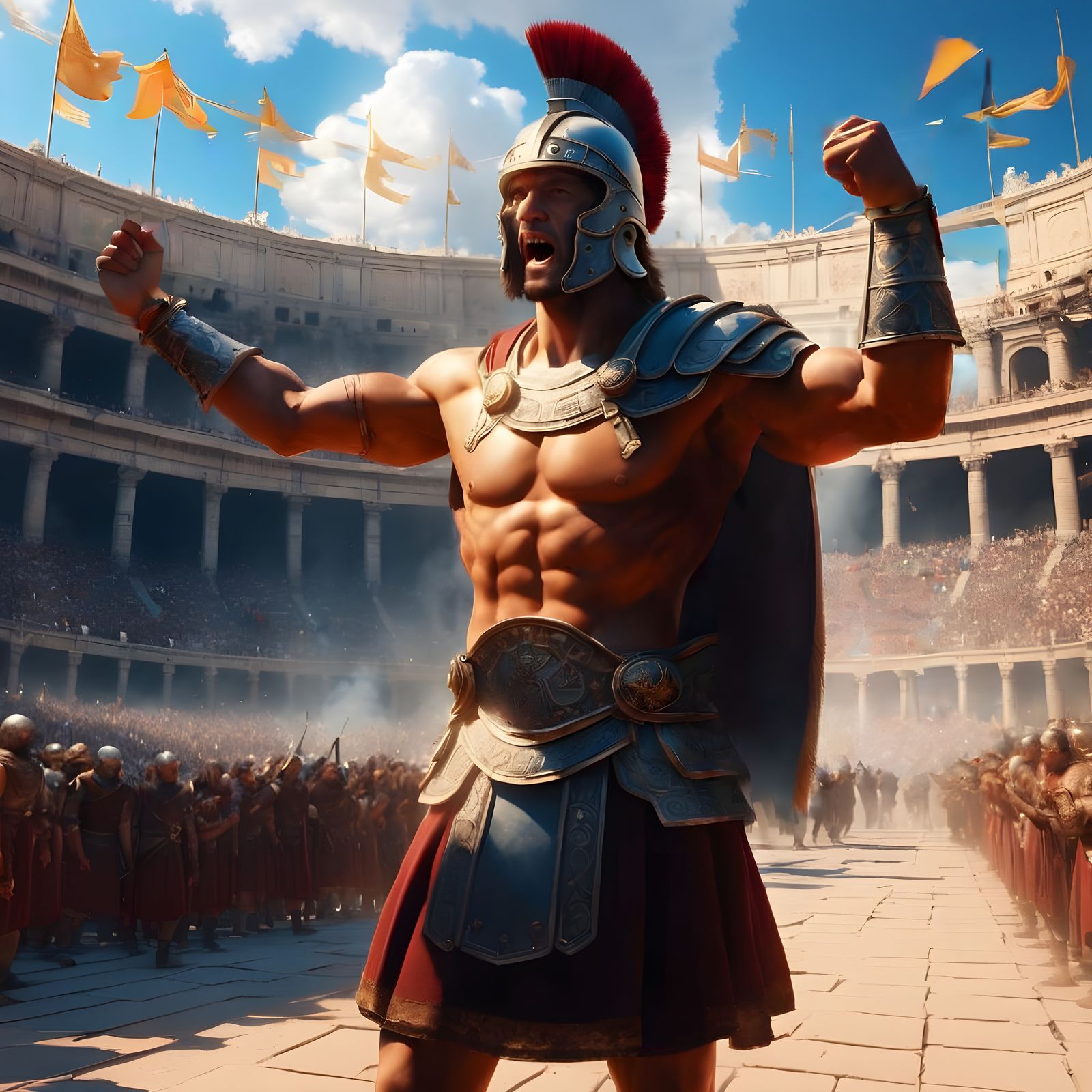 Glory in the Arena - Victorious Roman Gladiator in Ancient C...